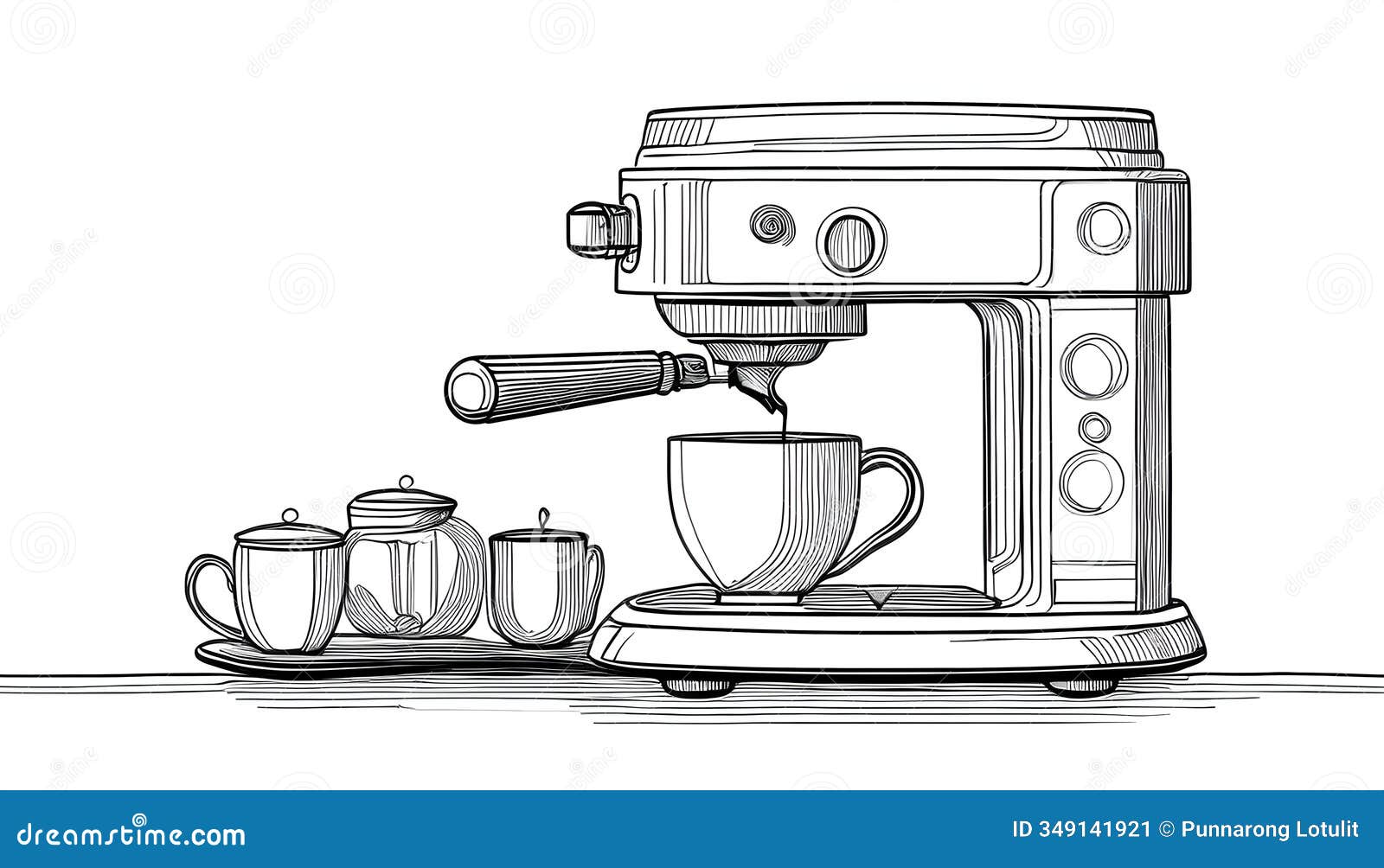 One Line Drawing and Continue for Coffeemaker Stock Illustration ...