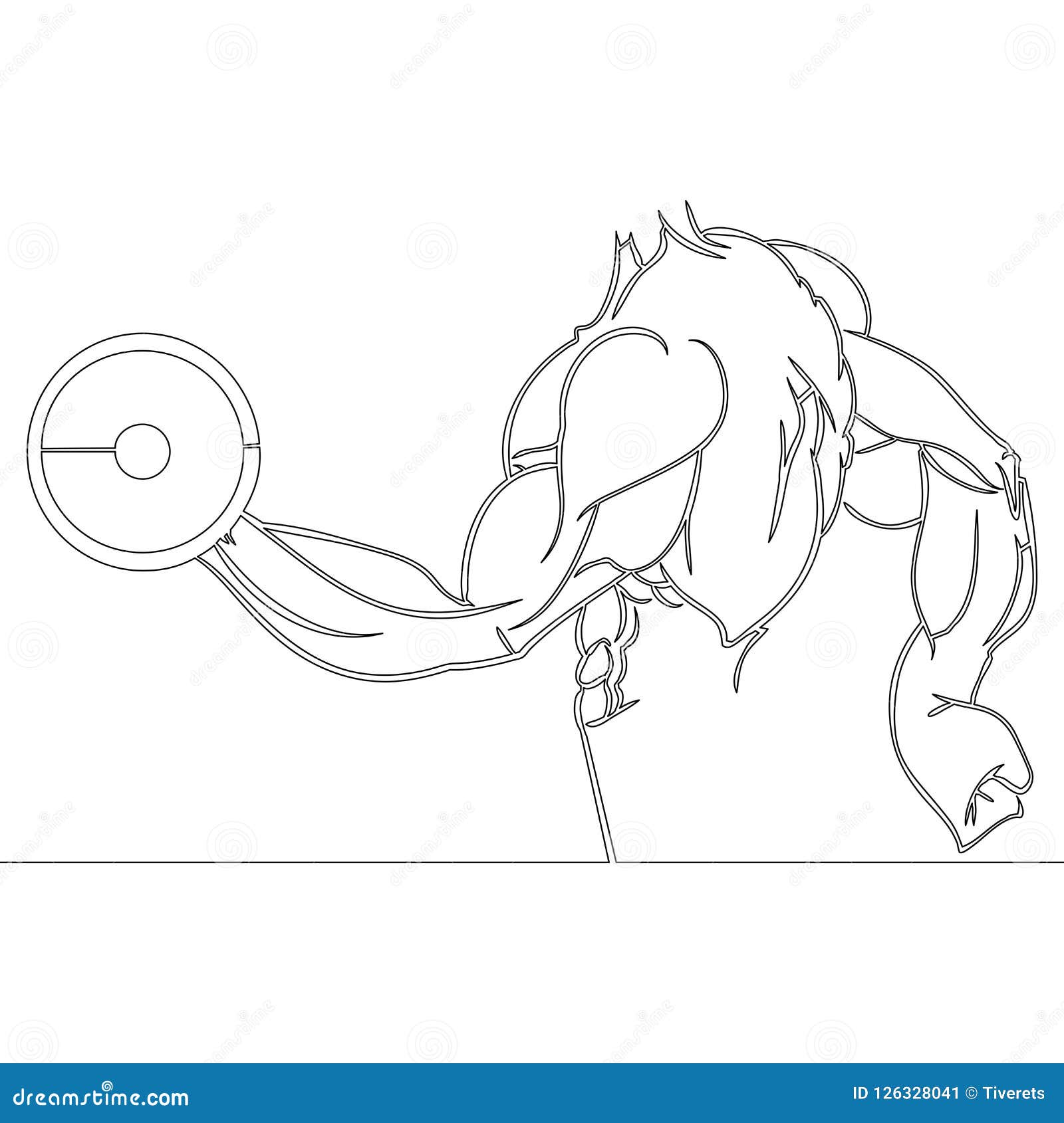 Continuous Line Strong Guy Lifting Weights Vector Stock Vector ...