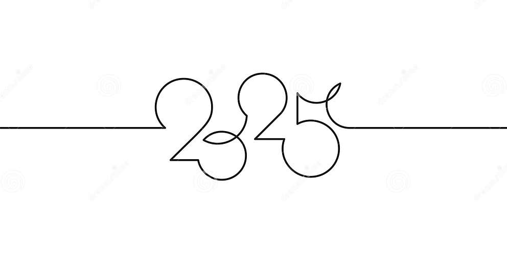 One line 2025 drawing stock vector. Illustration of poster - 306357482