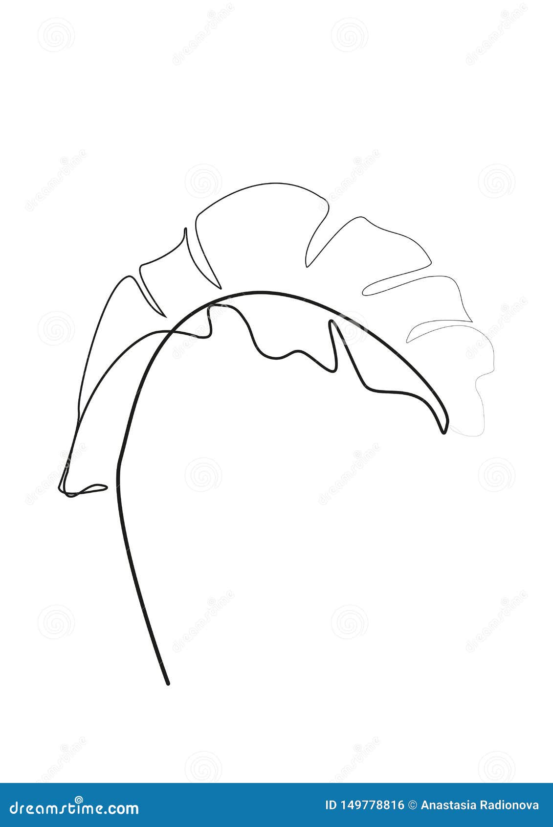 One Line Drawing Contour Drawing Of Banana Leaf Stock Vector