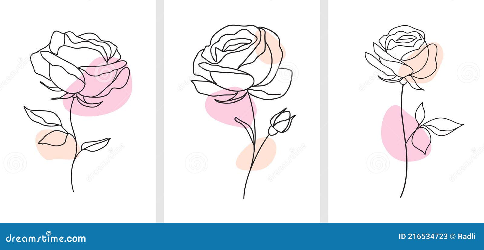 One Line Drawing Decorative Beautiful English Garden Rose With Bud And
