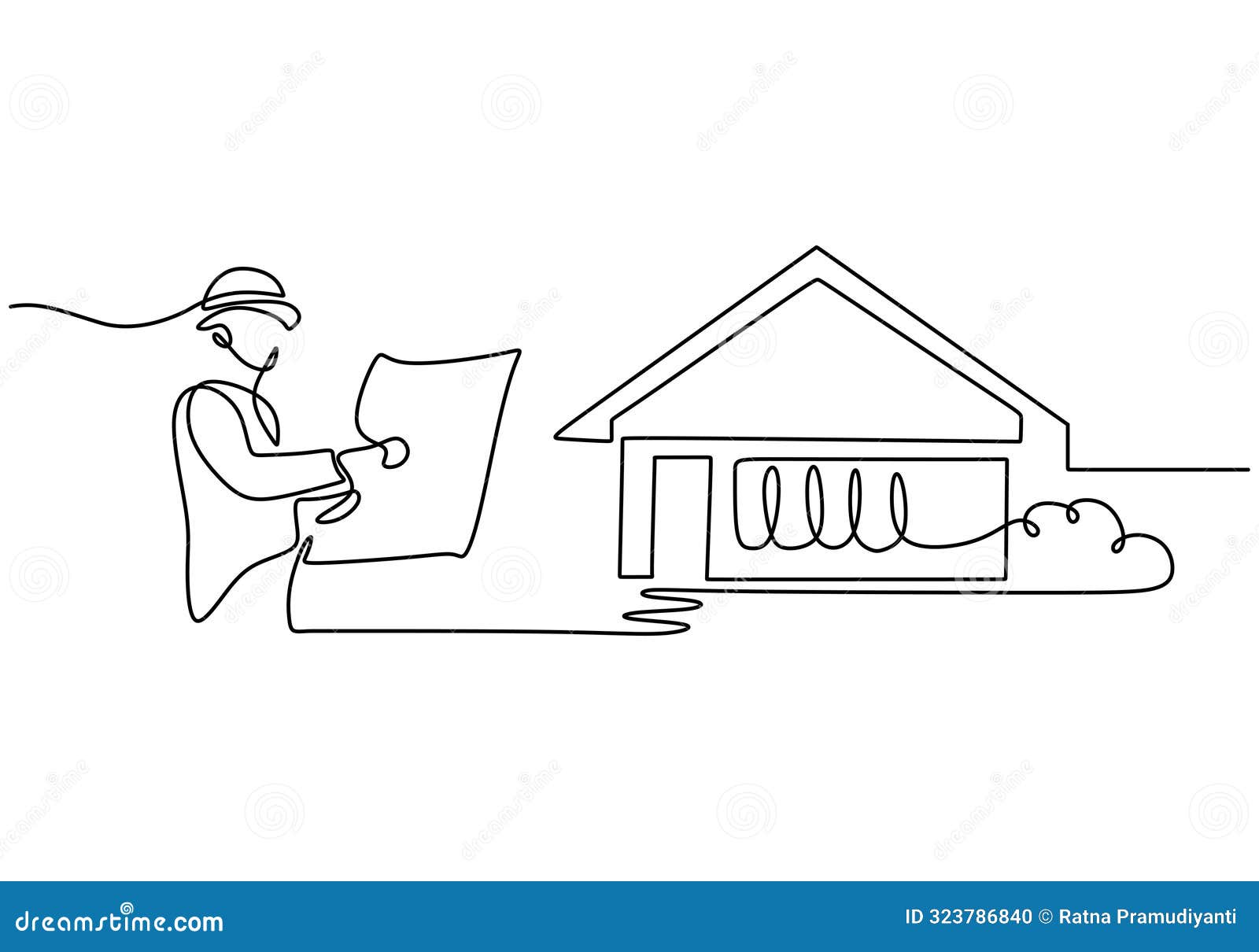 One Line Drawing of Engineer Controlling Construction of Building Stock ...