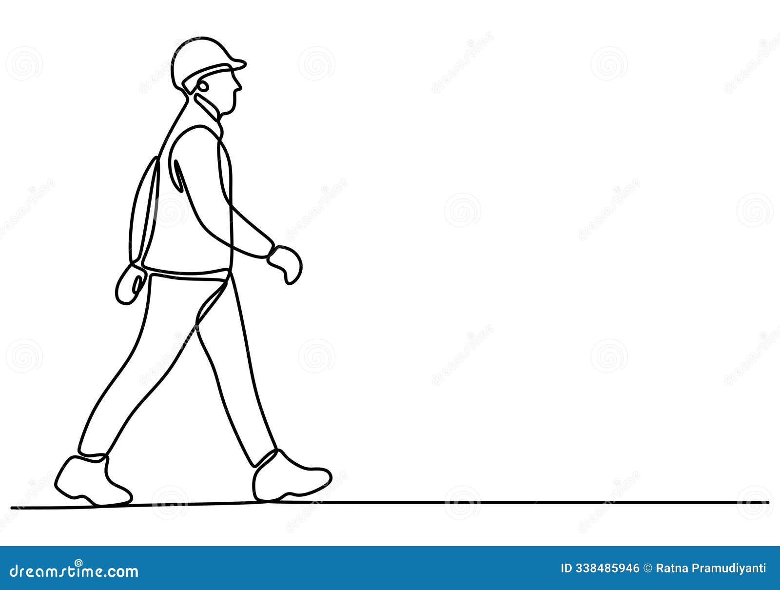 One Line Drawing of an Engineer Walking, Illustrating the Dynamic ...