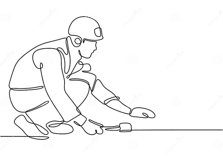 One Line Drawing of an Engineer at Work, Representing Innovation and ...