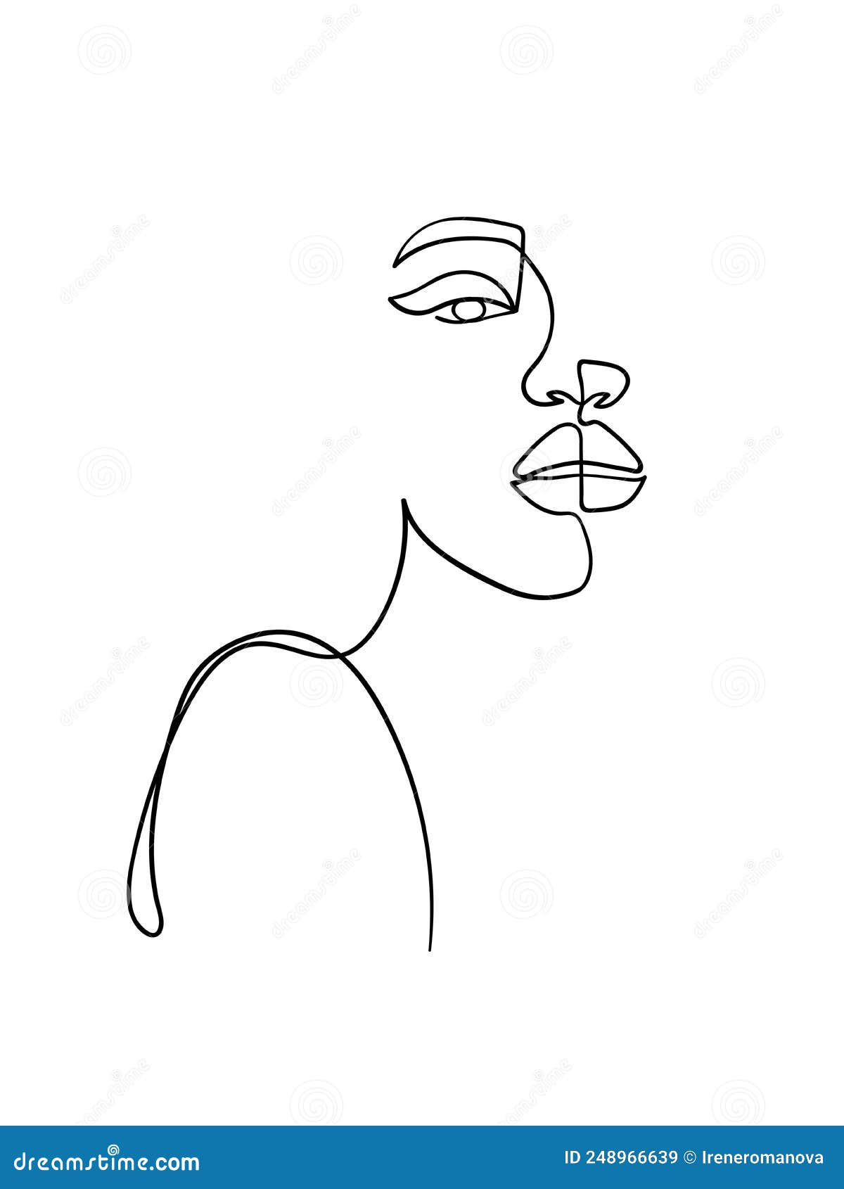 One Line Drawing Face. Abstract Woman Portrait. - Vector Illustration ... One Line Drawing Face. Abstract Woman Portrait. - Vector Illustration ...