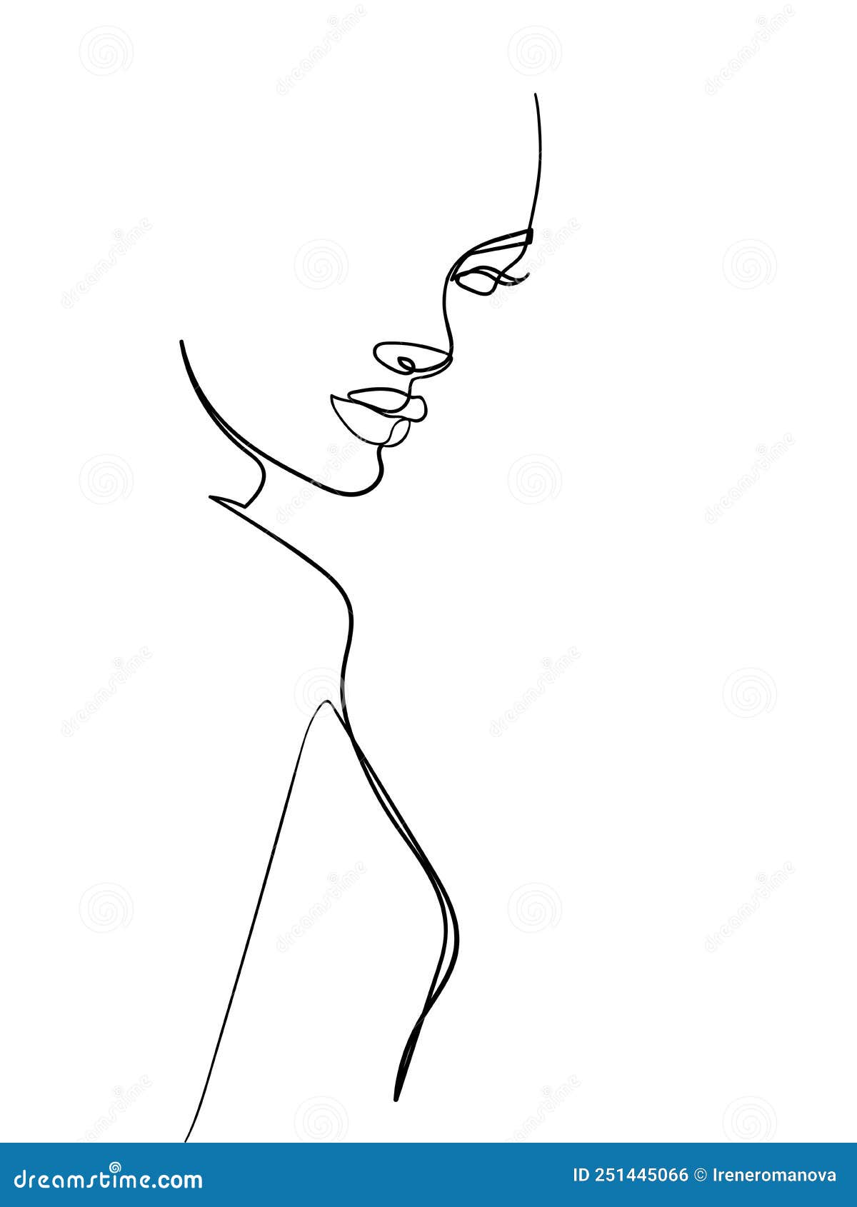 One Line Drawing Face and Body. - Vector Illustration Stock Vector ...