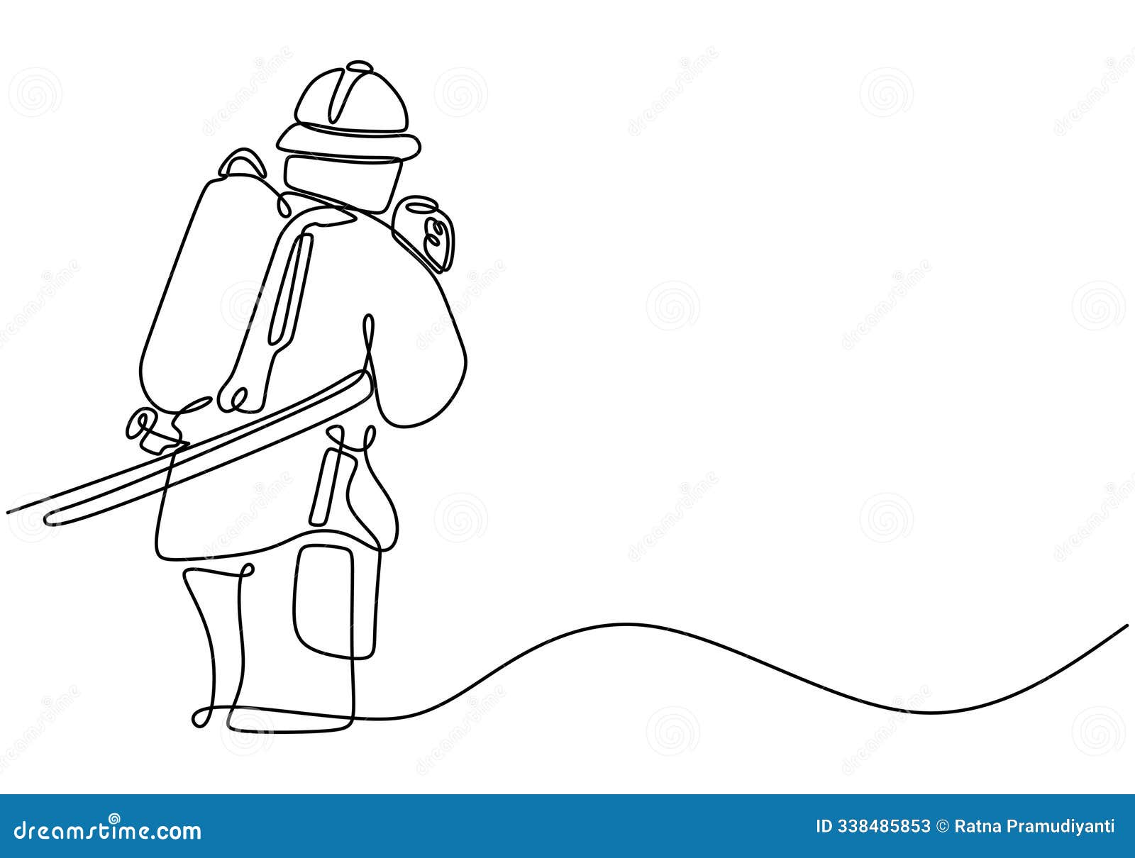 One Line Drawing of a Firefighter, Capturing Bravery and Dedication To ...