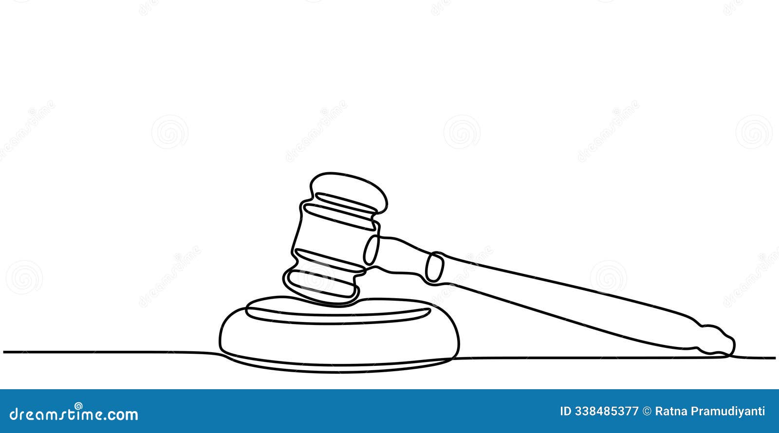 One Line Drawing Of A Gavel, Minimalist Representation Of Judicial ...