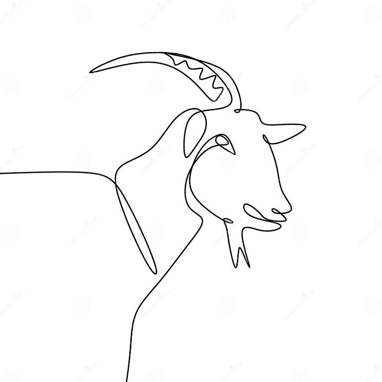 One Line Drawing of Goat Continuous Style Design Stock Vector ...