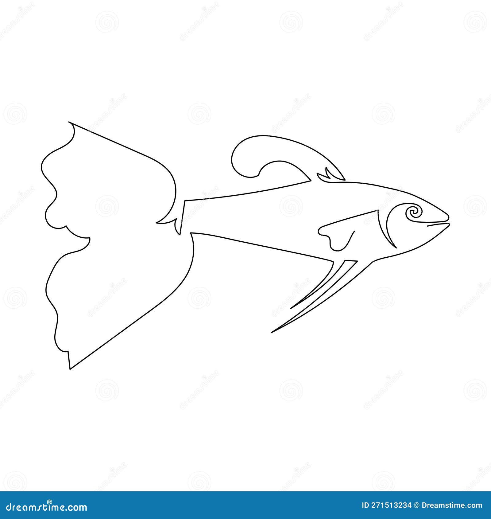 One line drawing of guppy stock vector. Illustration of graphic - 271513234