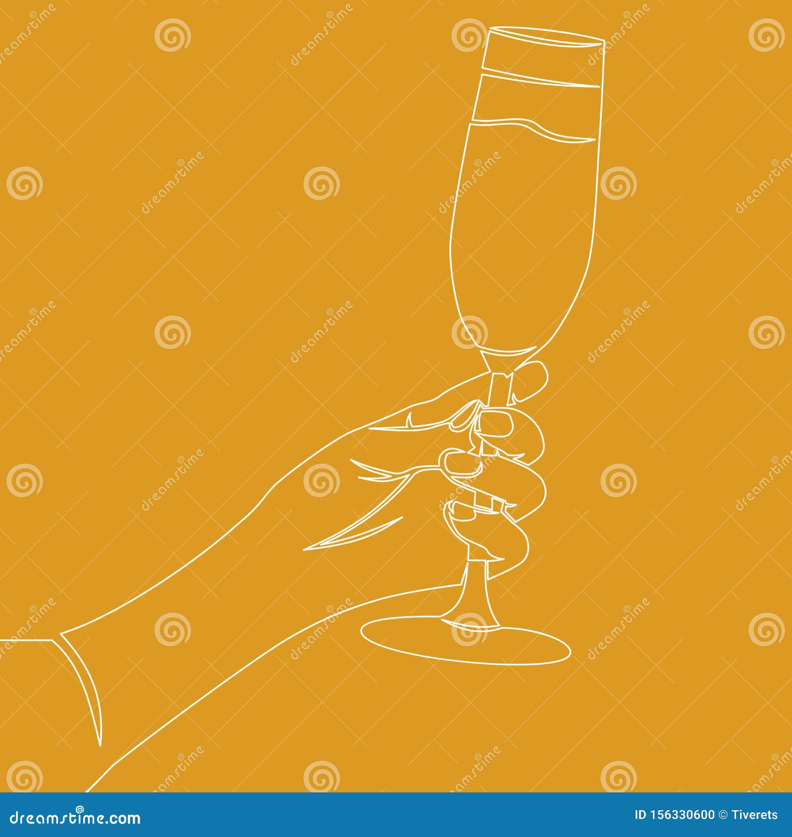 One Line Drawing Hand Cheering with Glass Stock Vector - Illustration ...