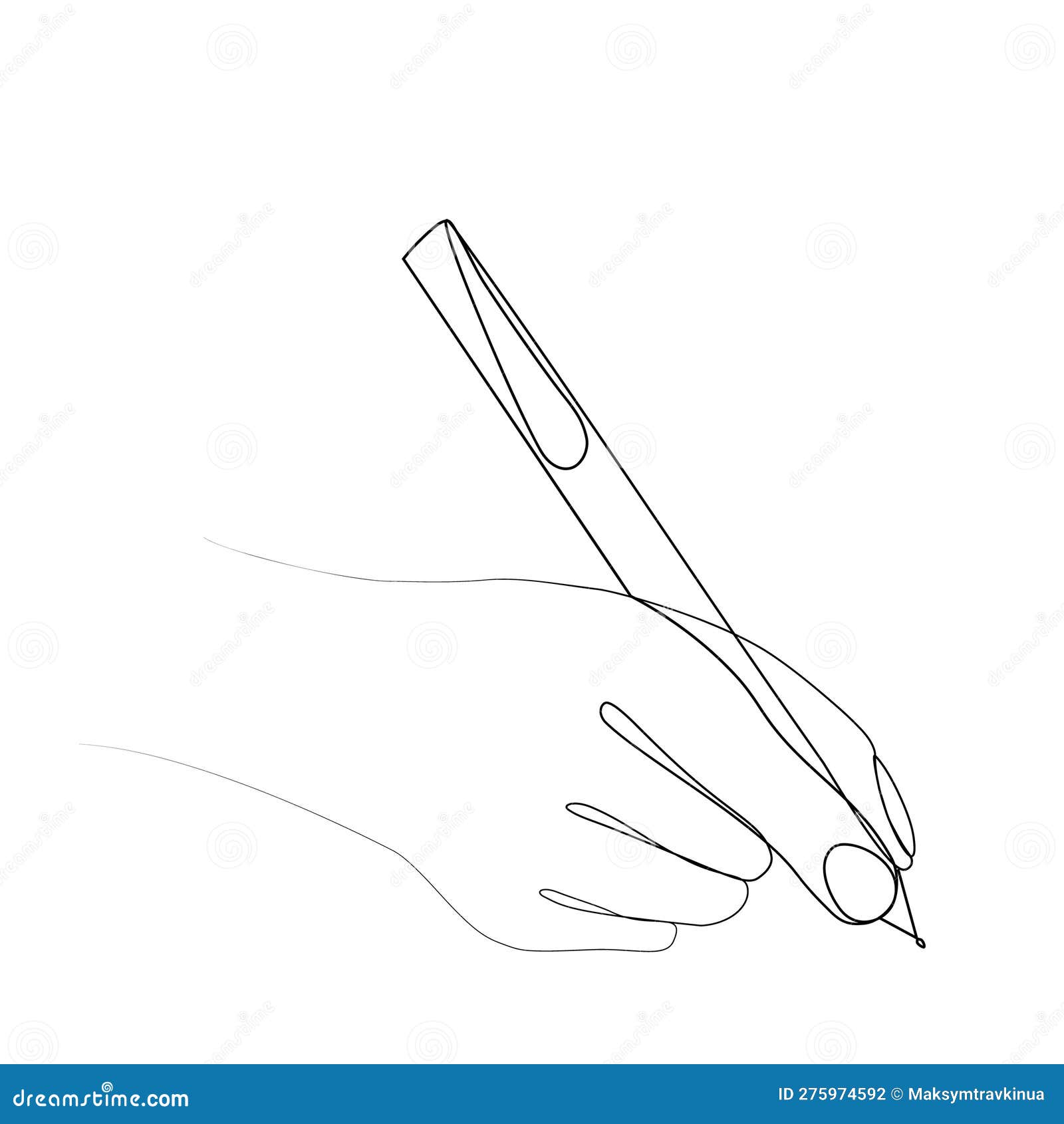 One Line Drawing of a Hand with a Pen Stock Vector - Illustration of ...