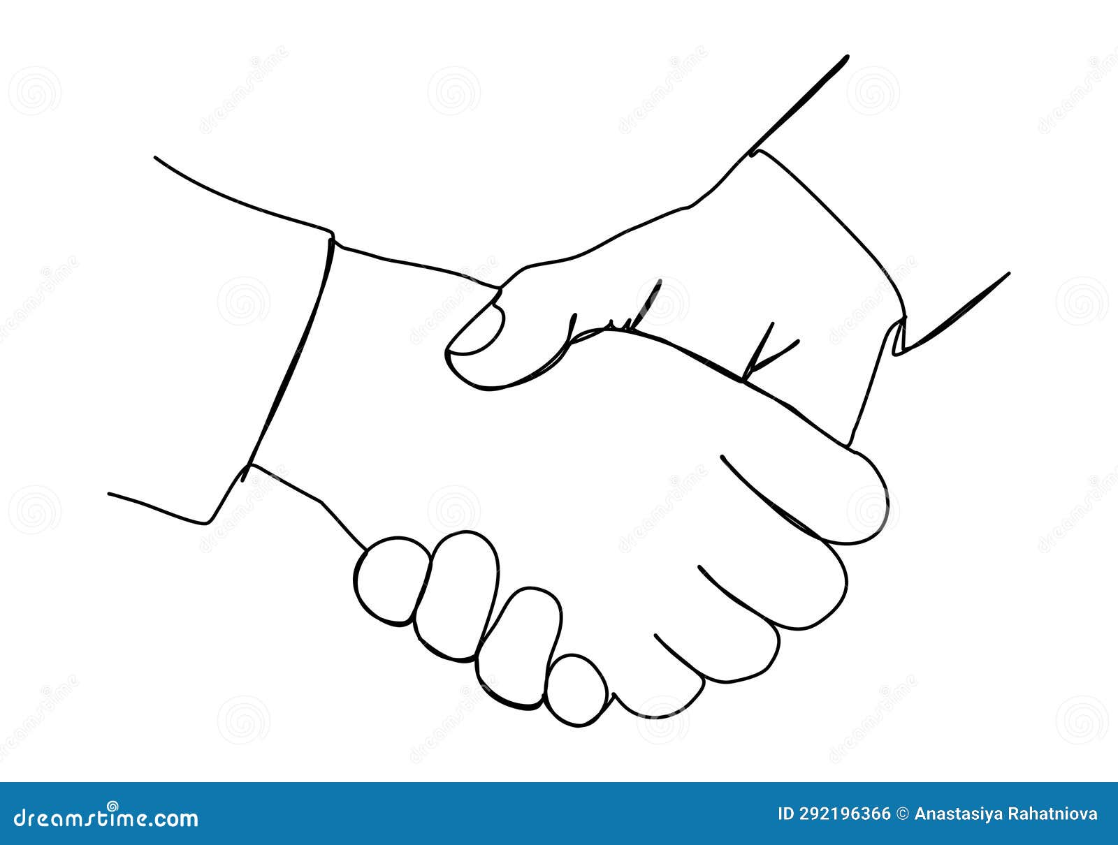 One Line Drawing Handshake, Vector Illustration. Stock Vector ...