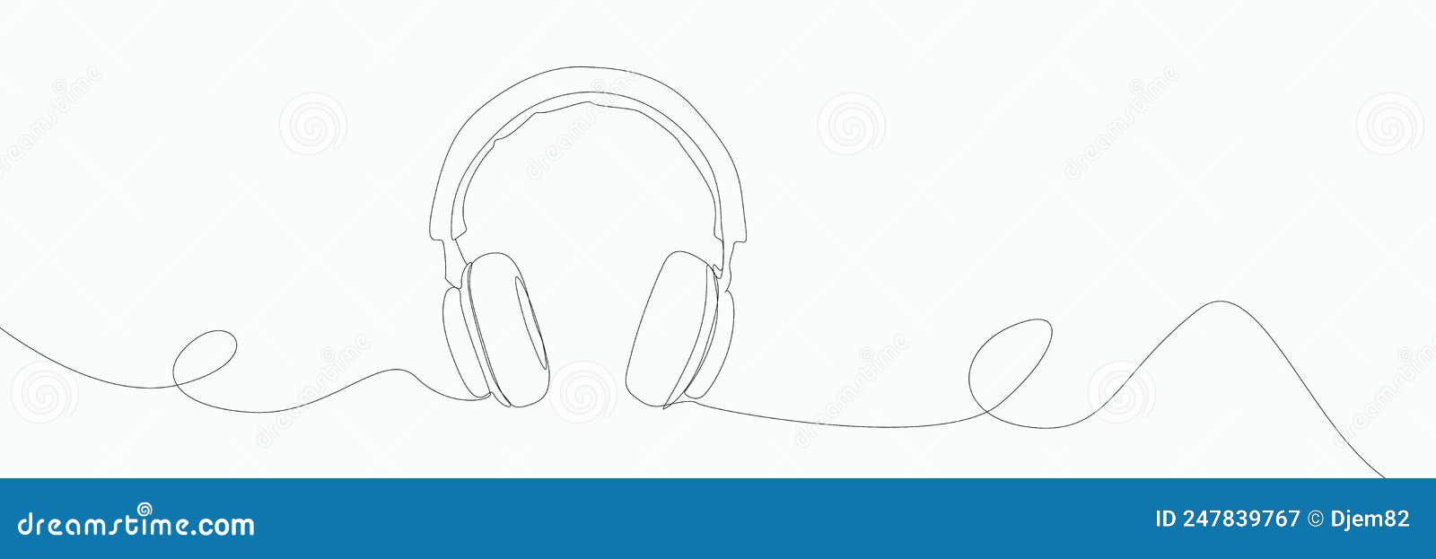 One Line Drawing of Headphone Stock Vector - Illustration of object ...
