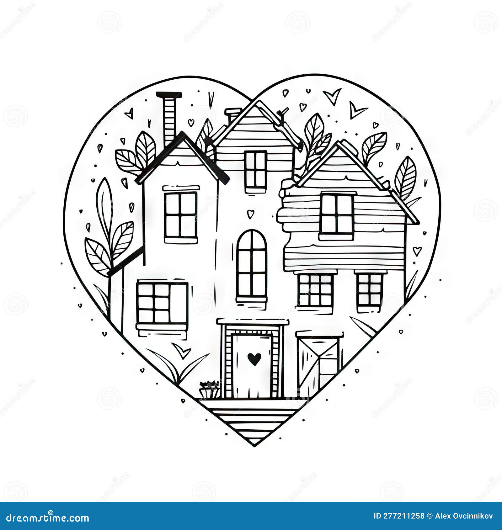 One Line Drawing of a Heartwarming Home. Perfect for Invitations and ...