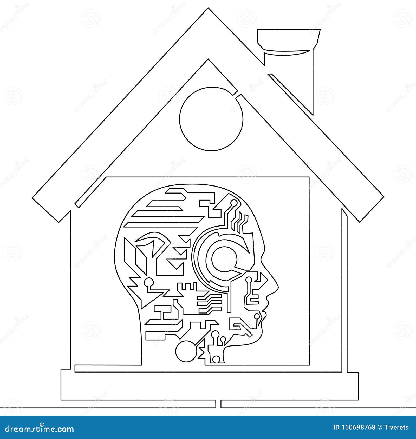One Line Drawing Intelligent Building Concept Stock Vector ...