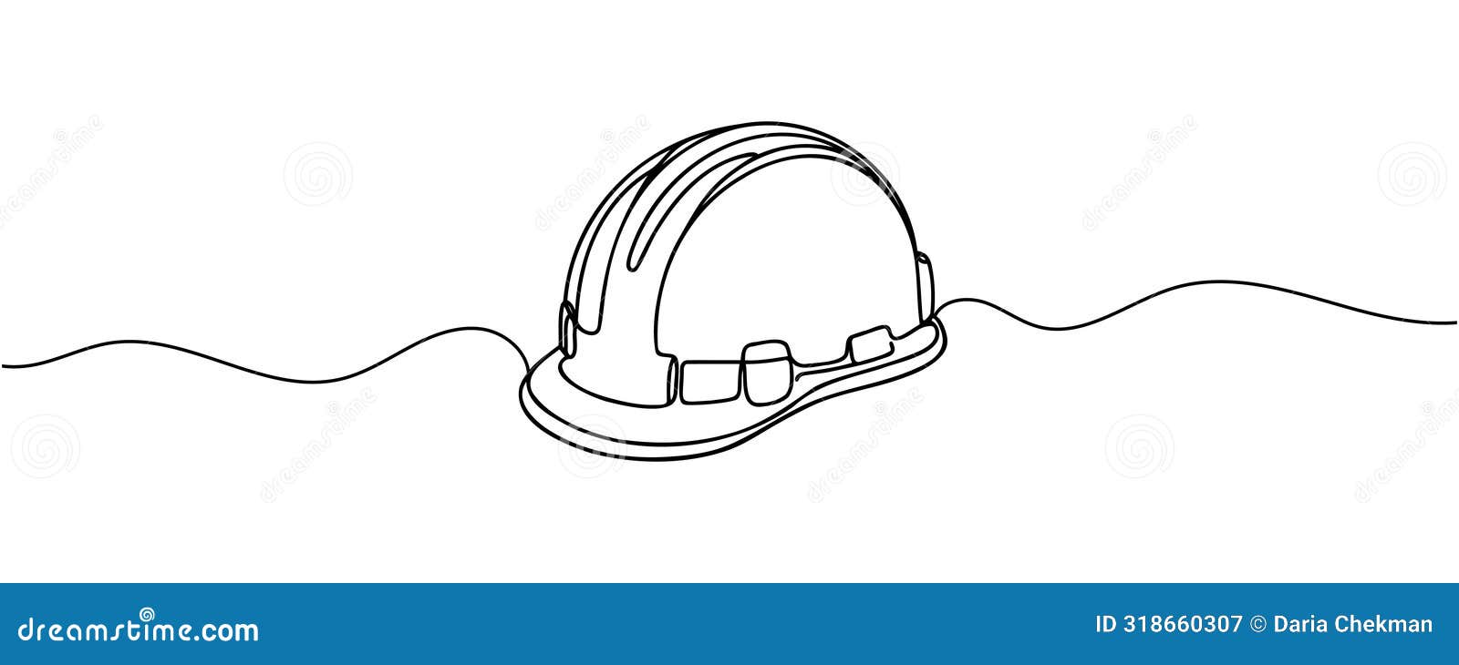 One Line Drawing of Isolated Hard Hat Stock Vector - Illustration of ...