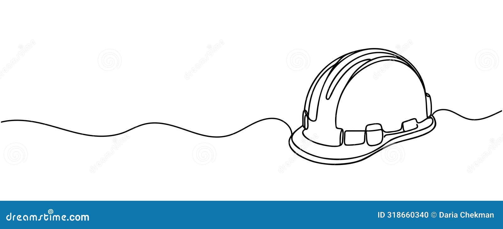 One Line Drawing of Isolated Hard Hat Stock Illustration - Illustration ...