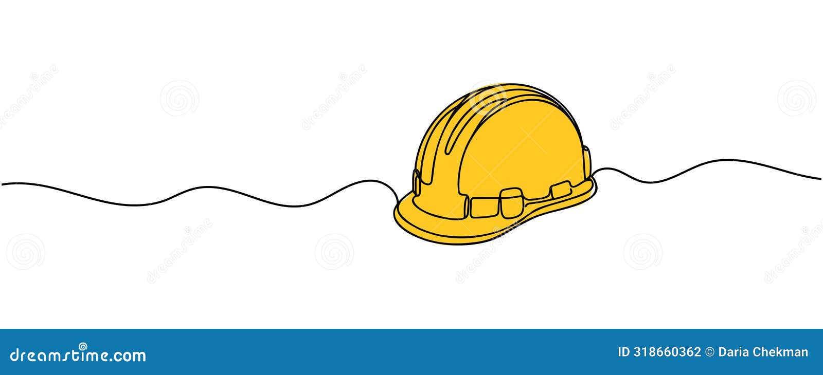 One Line Drawing of Isolated Hard Hat Stock Vector - Illustration of ...
