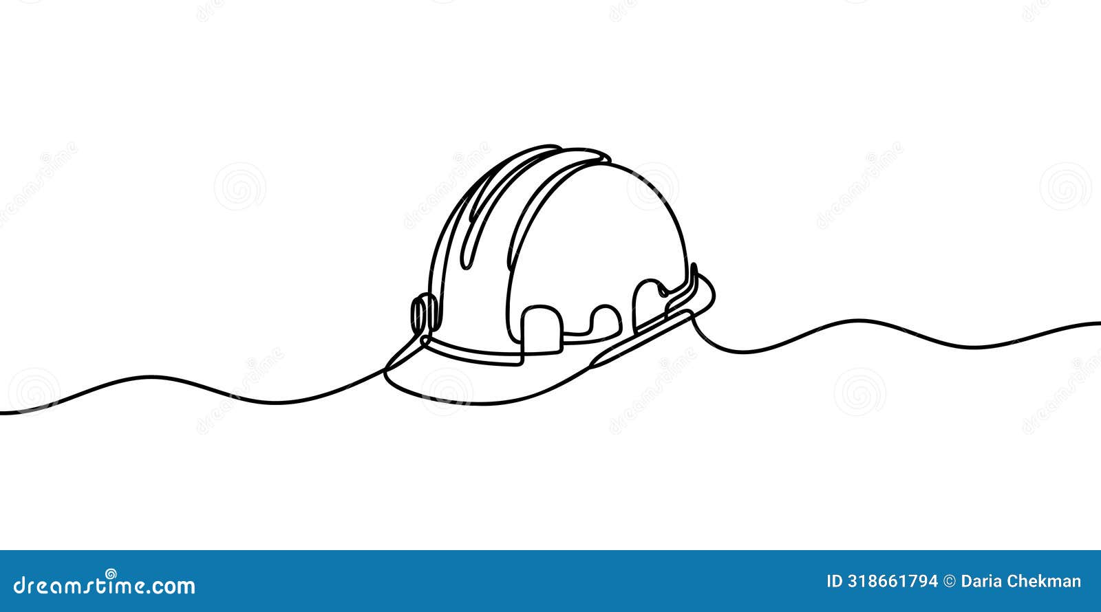 One Line Drawing of Isolated Hard Hat Stock Vector - Illustration of ...
