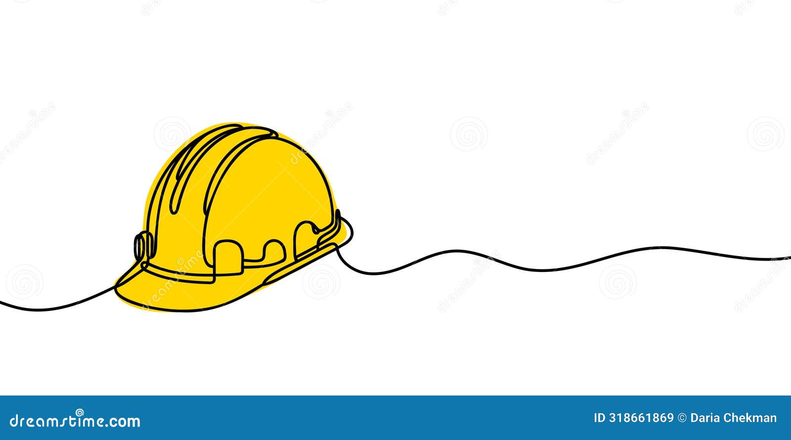 One Line Drawing of Isolated Hard Hat Stock Vector - Illustration of ...