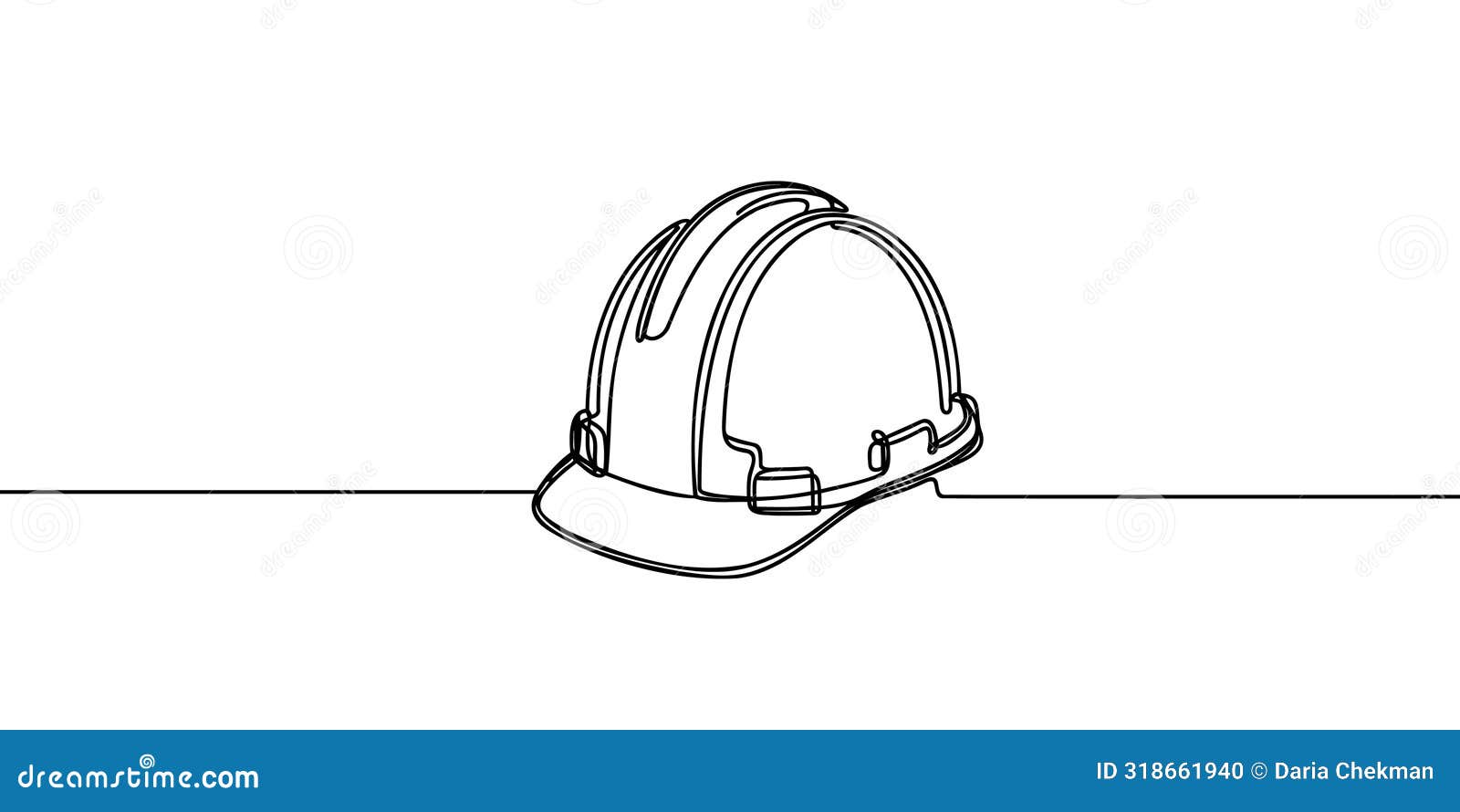 One Line Drawing of Isolated Hard Hat Stock Vector - Illustration of ...