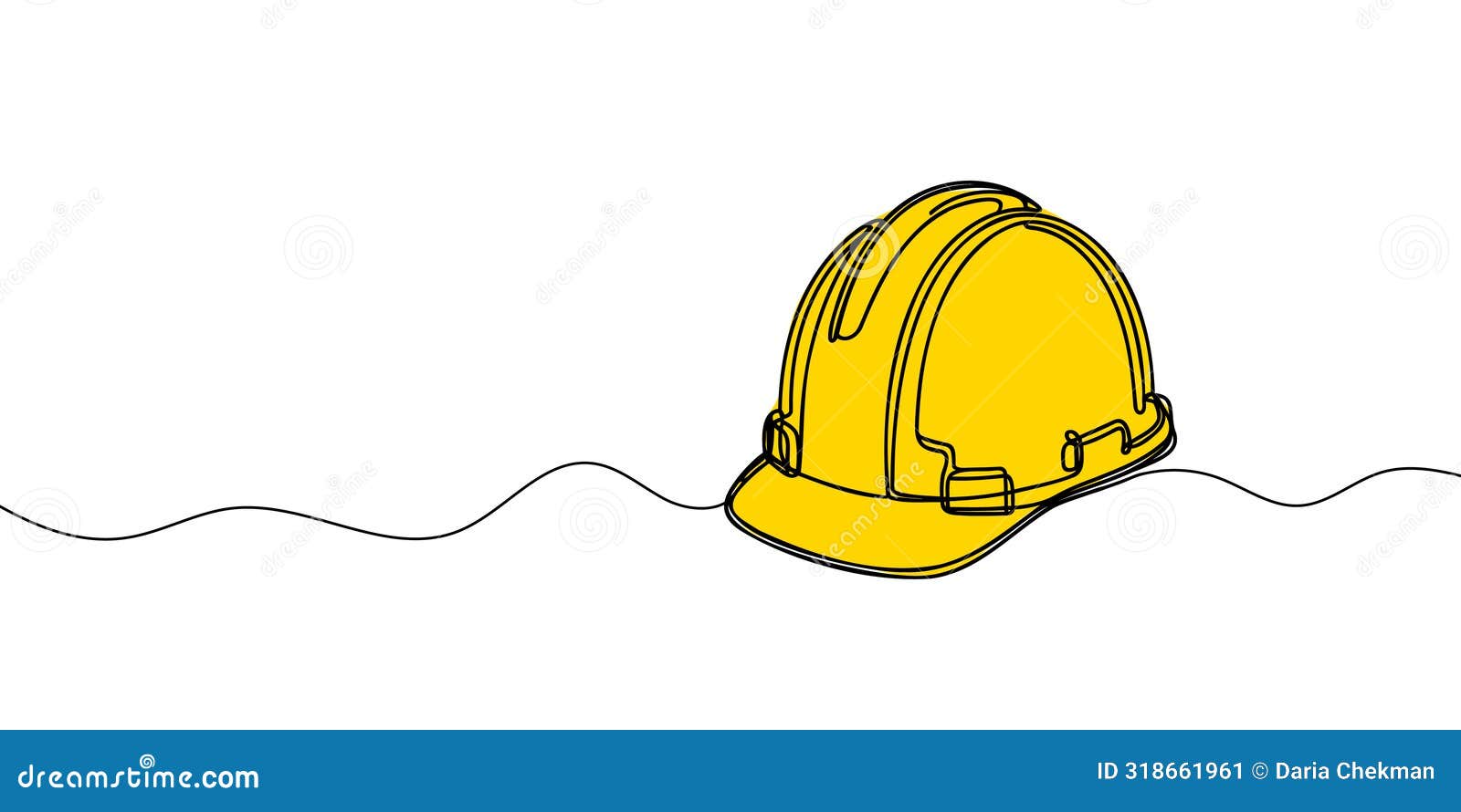 One Line Drawing of Isolated Hard Hat Stock Vector - Illustration of ...