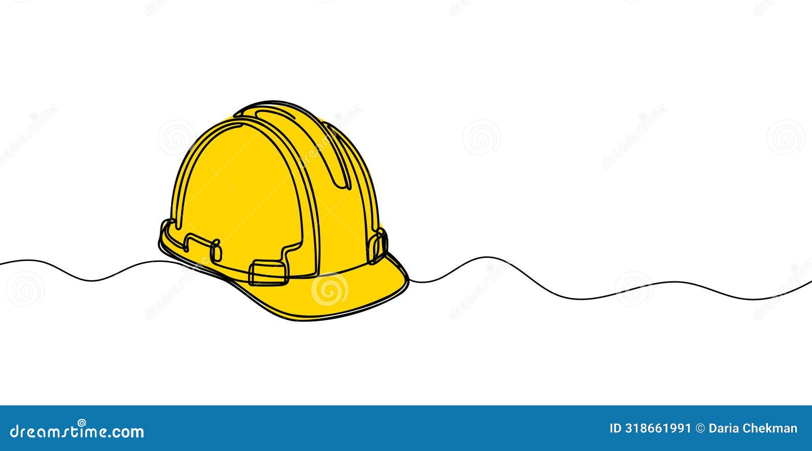 One Line Drawing of Isolated Hard Hat Stock Vector - Illustration of ...