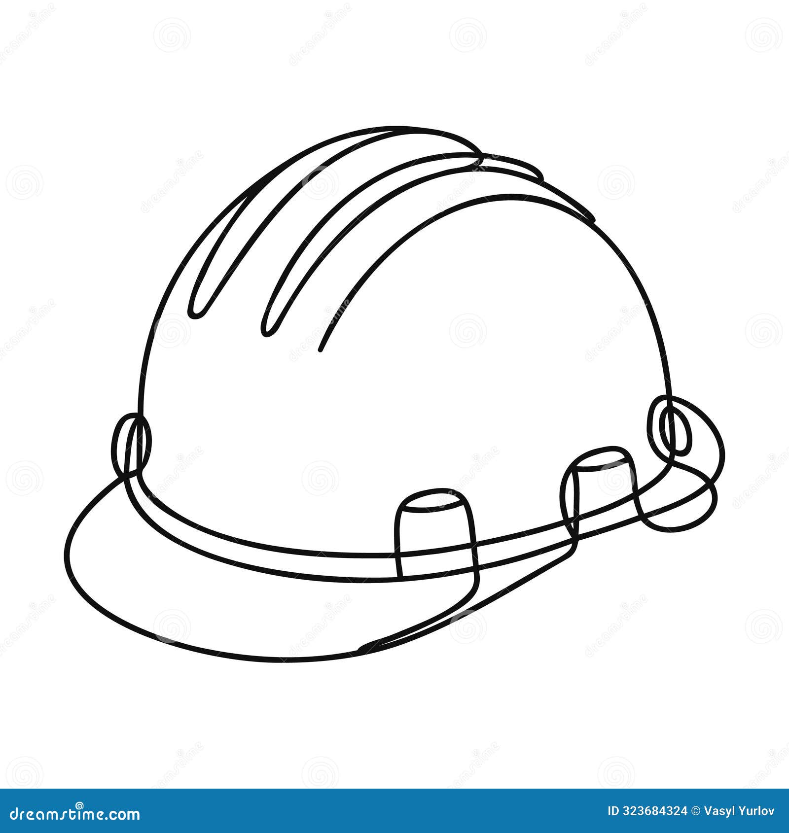 One Line Drawing of Isolated Hard Hat Stock Illustration - Illustration ...