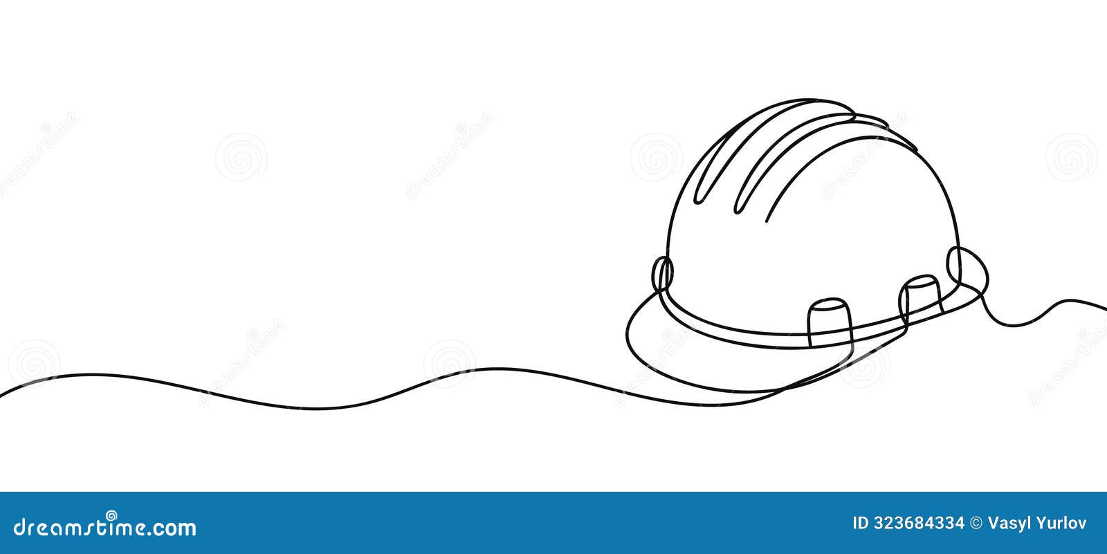 One Line Drawing of Isolated Hard Hat Stock Illustration - Illustration ...