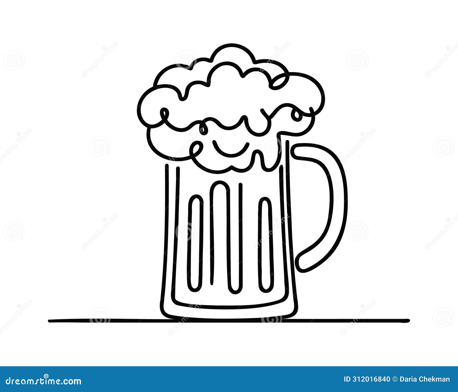 One Line Drawing of Isolated Vector Object - Beer Pint and Glass Stock ...