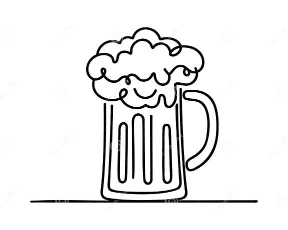 One Line Drawing of Isolated Vector Object - Beer Pint and Glass Stock ...