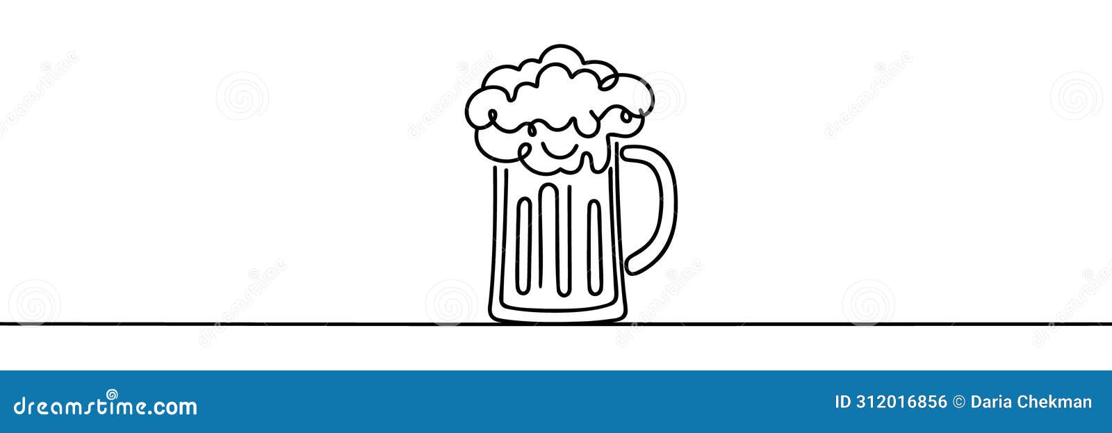 One Line Drawing of Isolated Vector Object - Beer Pint and Glass Stock ...