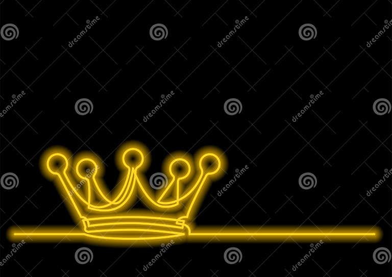 One Line Drawing of Isolated Vector Object - Crown with Neon Vector ...