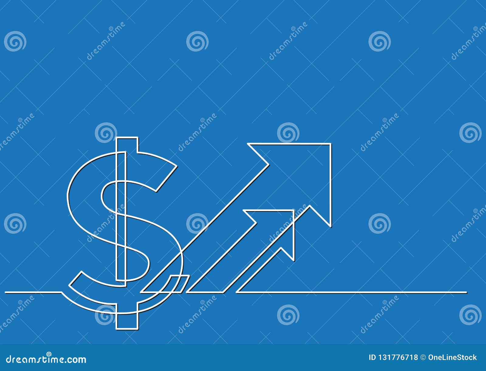 One Line Drawing of Isolated Vector Object - Dollar Sign with Arrow ...