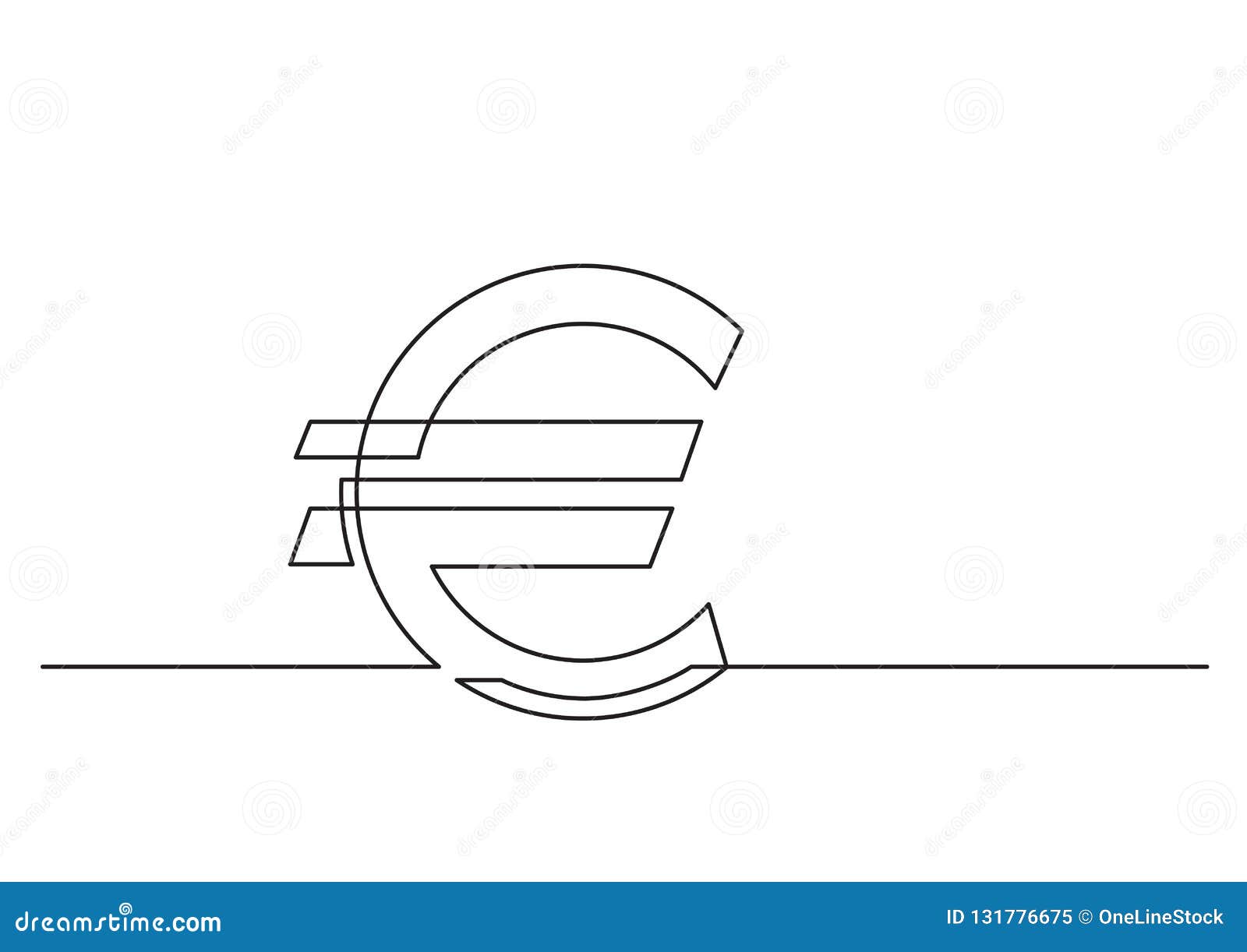 One Line Drawing of Isolated Vector Object - Euro Sign Stock Vector ...
