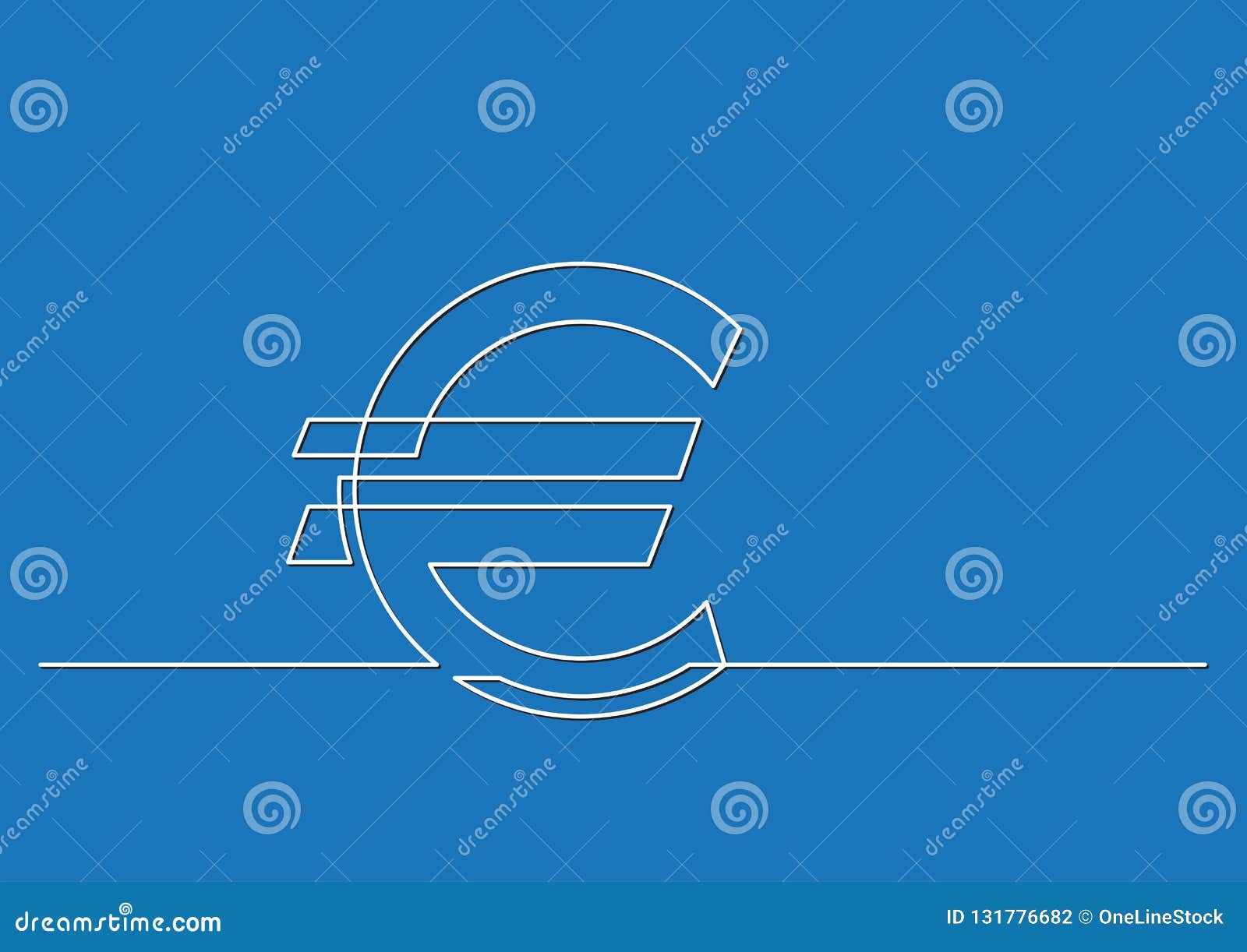 One Line Drawing of Isolated Vector Object - Euro Sign Stock Vector ...