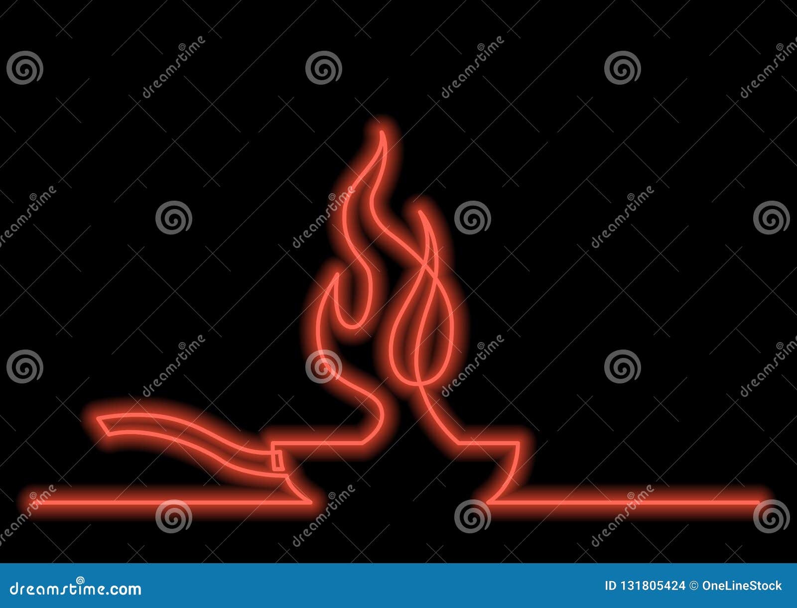 Frying Pan Neon Sign. Wok With Fire Flame Neon Cartoon Vector ...
