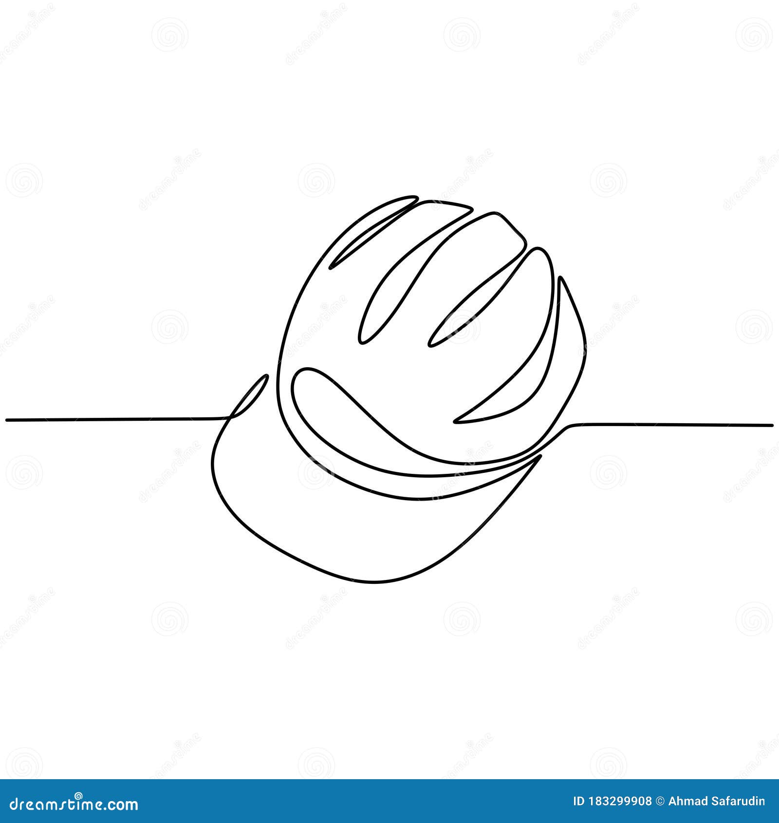 One Line Drawing of Isolated Vector Object Hard Hat. Construction ...