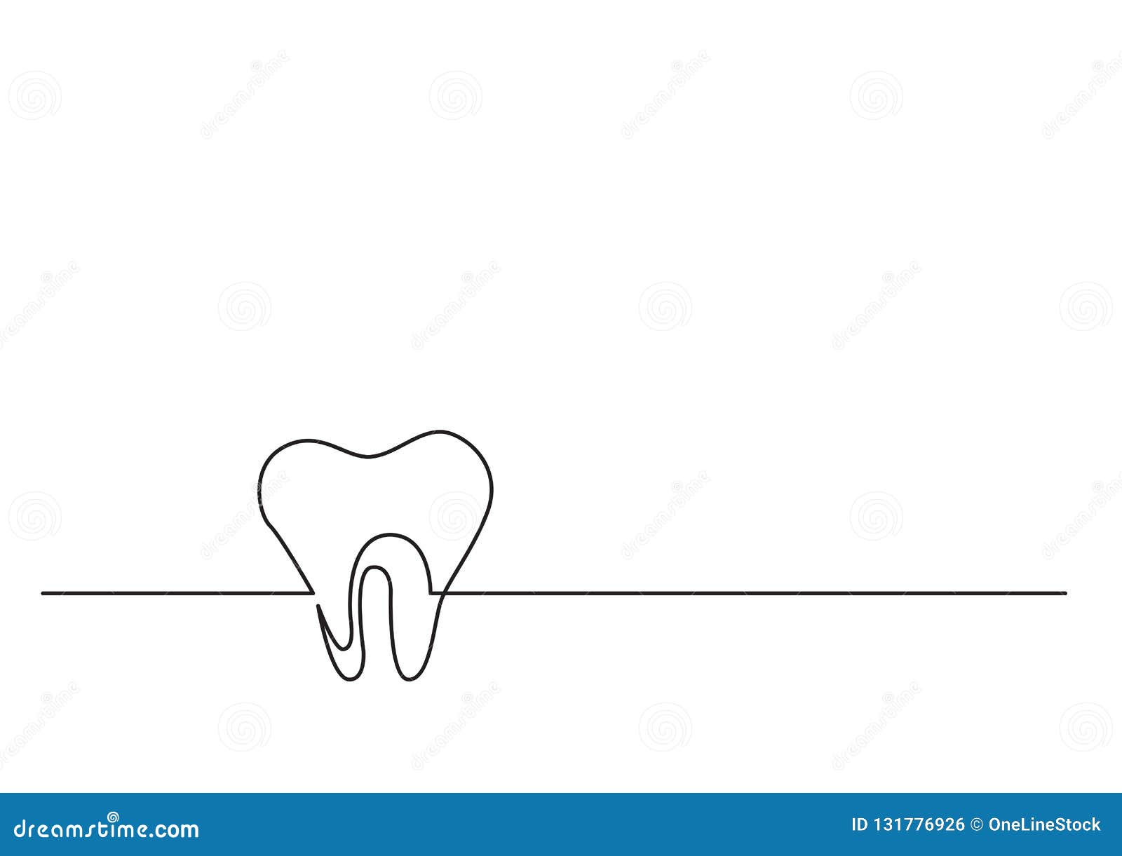 One Line Drawing of Isolated Vector Object - Human Tooth Stock ...