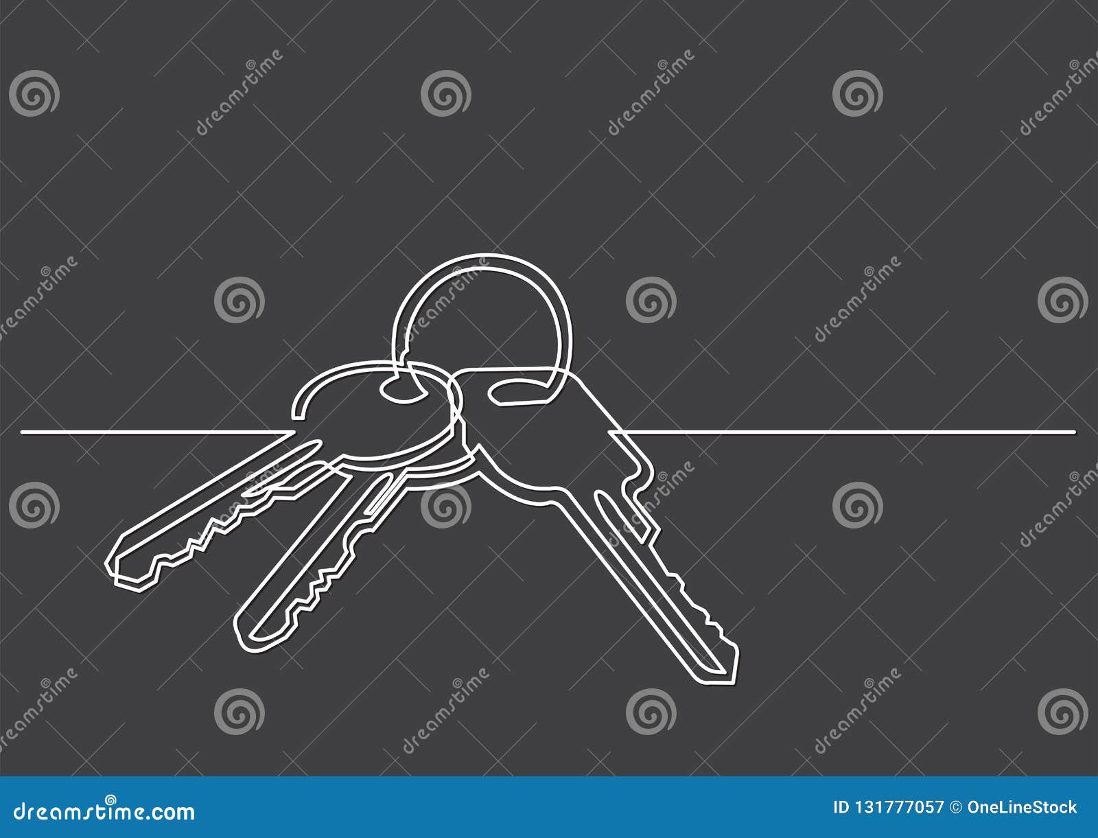 One Line Drawing of Isolated Vector Object - Keys Stock Vector ...