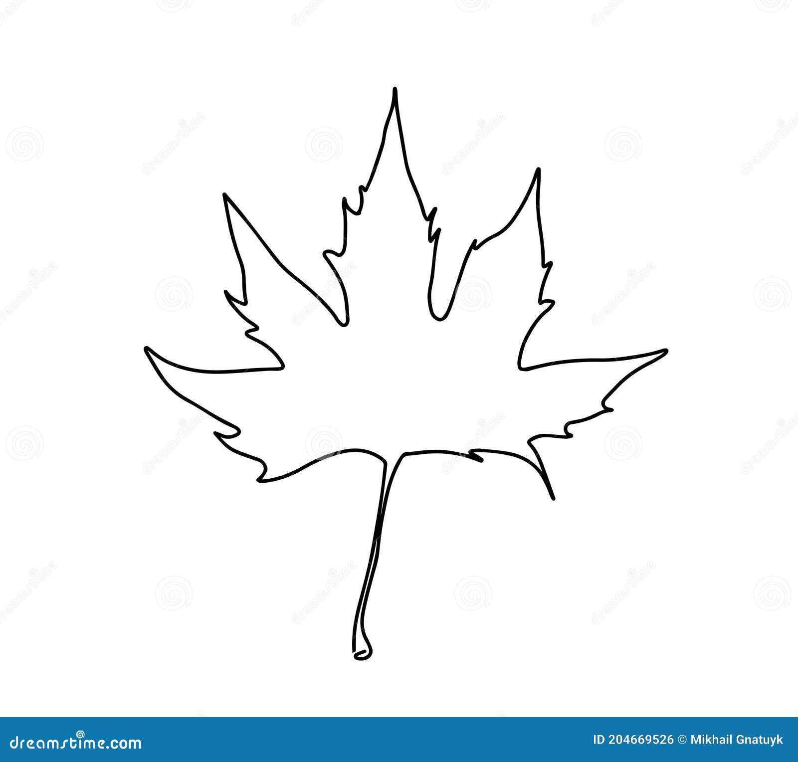 One Line Drawing of Isolated Vector Object - Maple Leaf. One Continuous ...