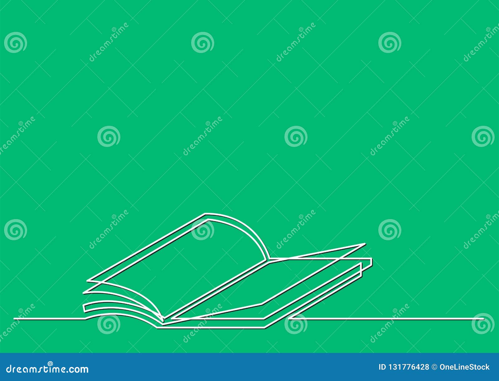 One Line Drawing of Isolated Vector Object - Open Book with Fying Pages ...