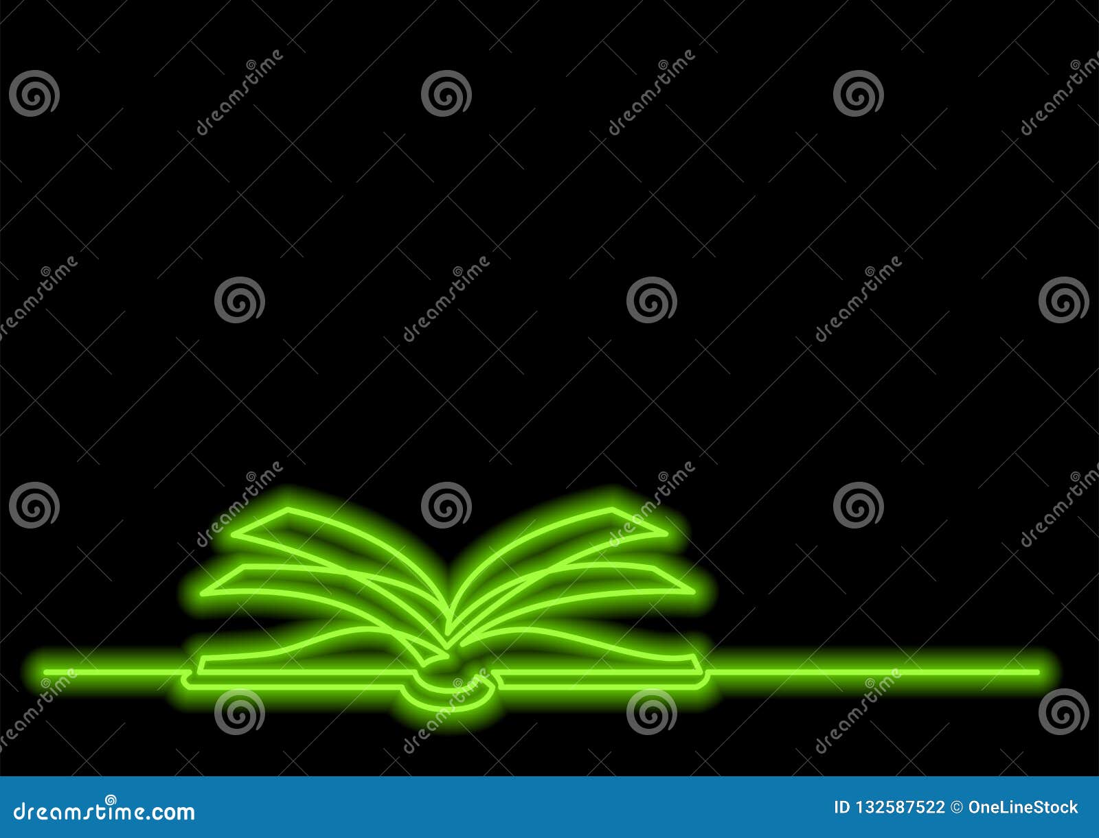 One Line Drawing of Isolated Vector Object - Open Book with Neon Stock ...