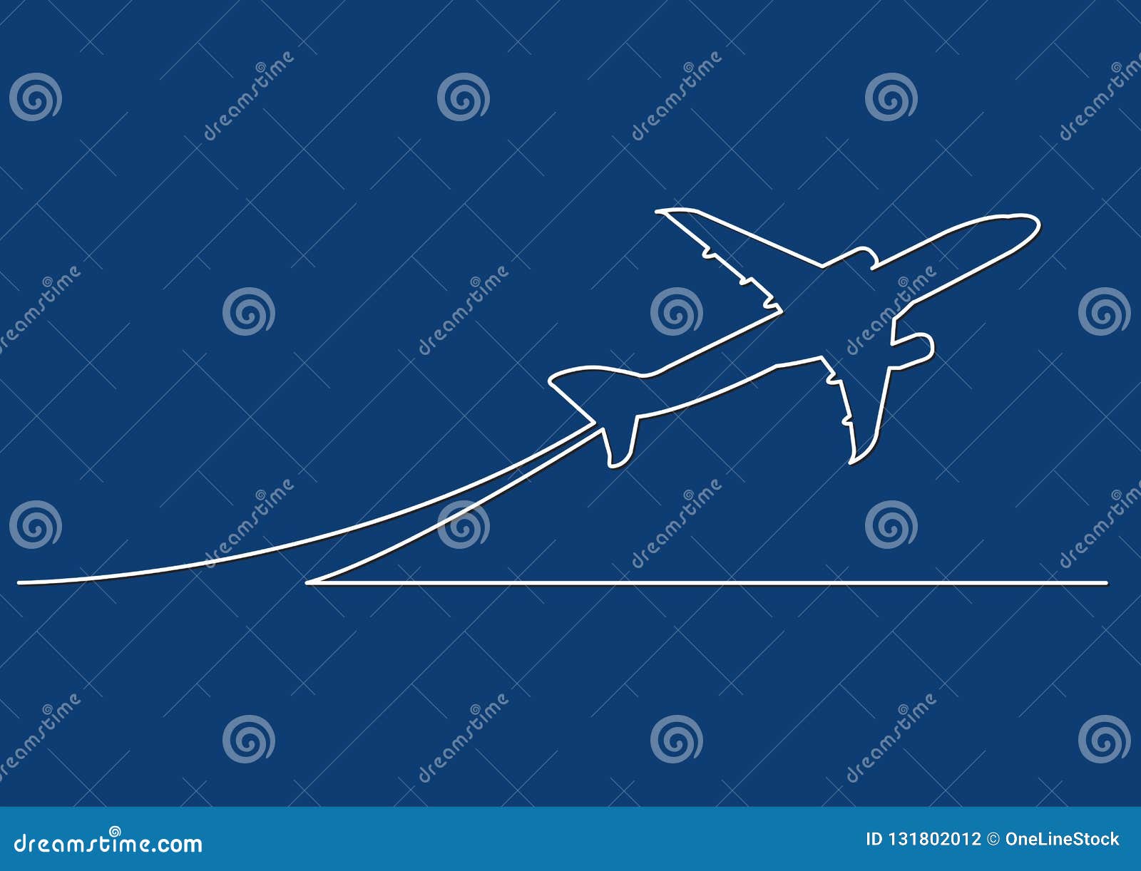One Line Drawing of Isolated Vector Object - Passenger Airplane Stock ...