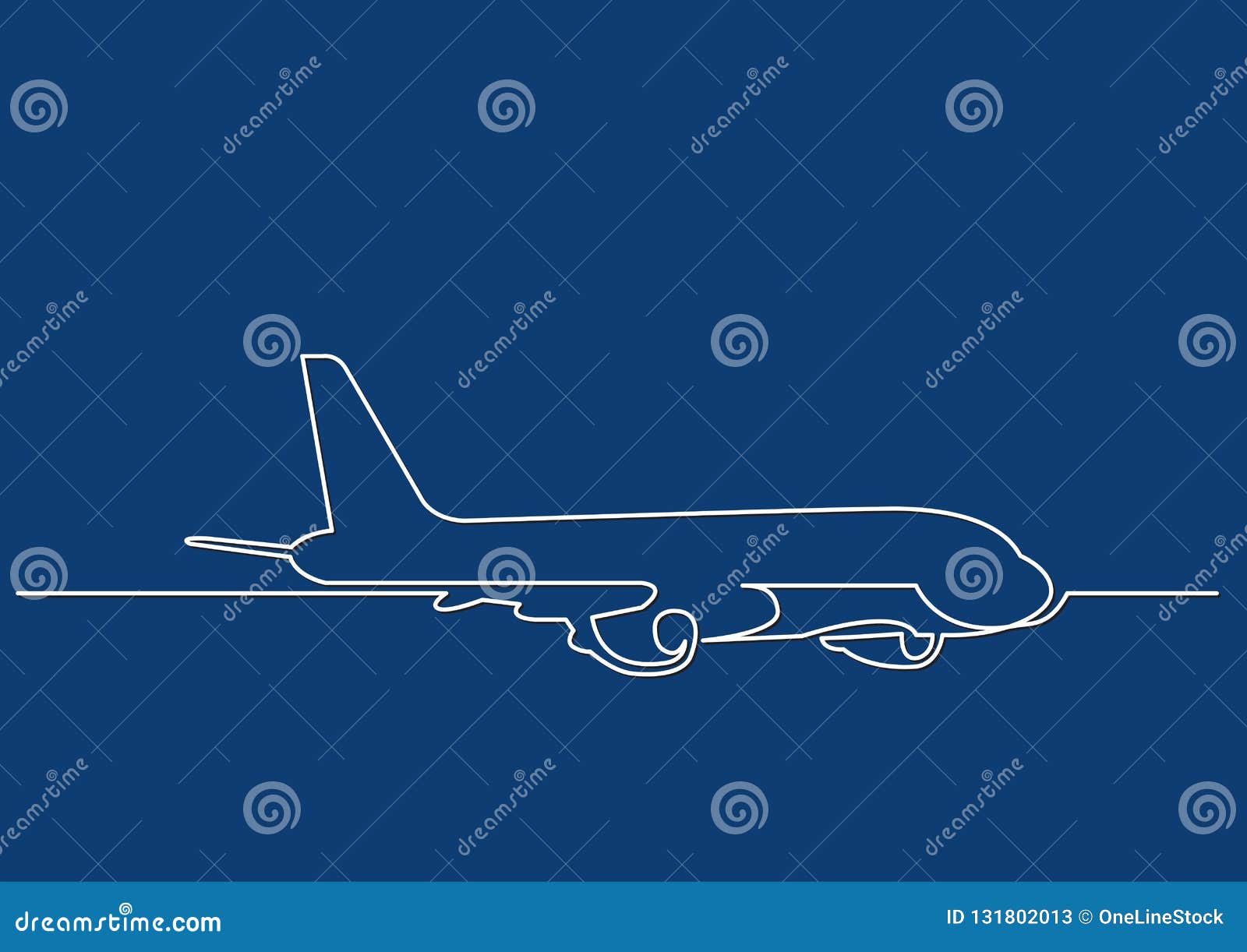 One Line Drawing of Isolated Vector Object - Passenger Airplane Stock ...