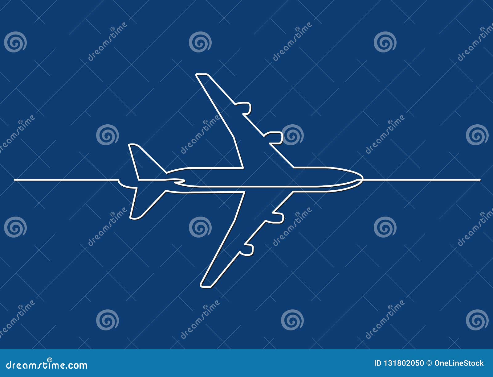 One Line Drawing of Isolated Vector Object - Passenger Airplane Stock ...