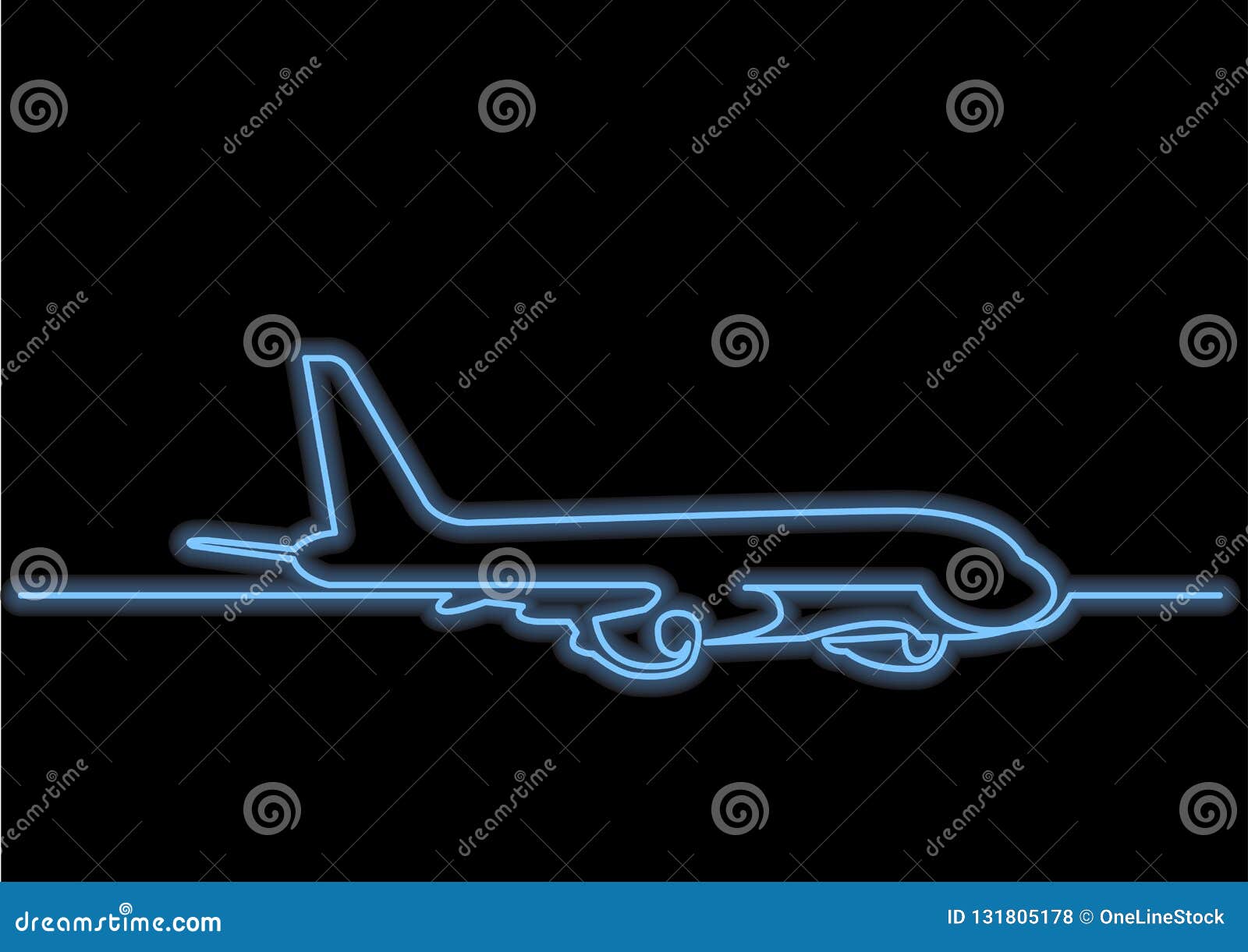 One Line Drawing of Isolated Vector Object - Passenger Airplane with ...