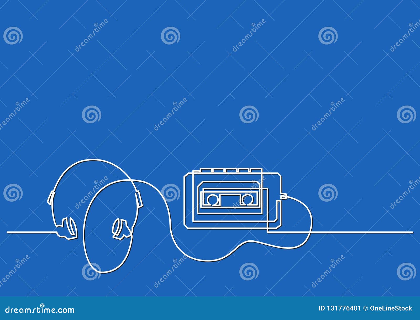 Portable Cassette Player, Tape Recorder One Line Art. Continuous Line ...