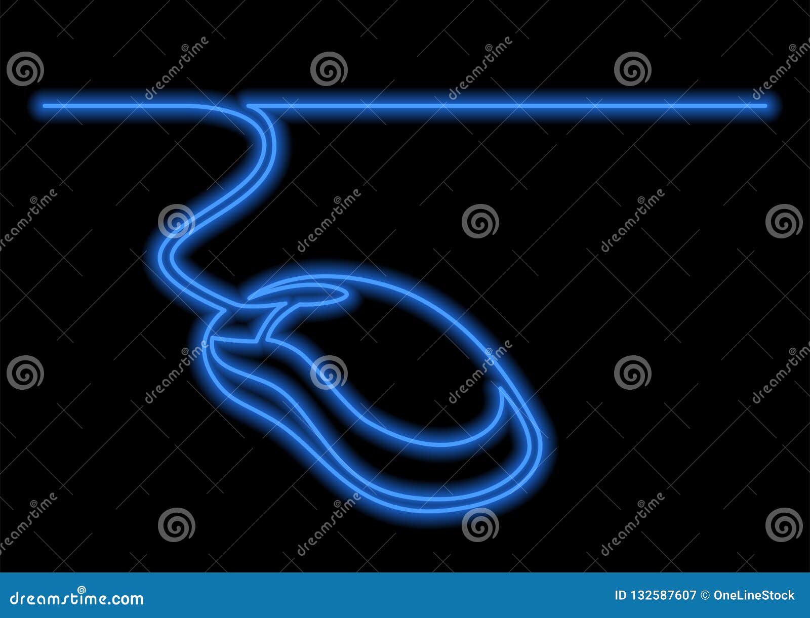 One Line Drawing of Isolated Vector Object - Wired Computer Mouse with ...